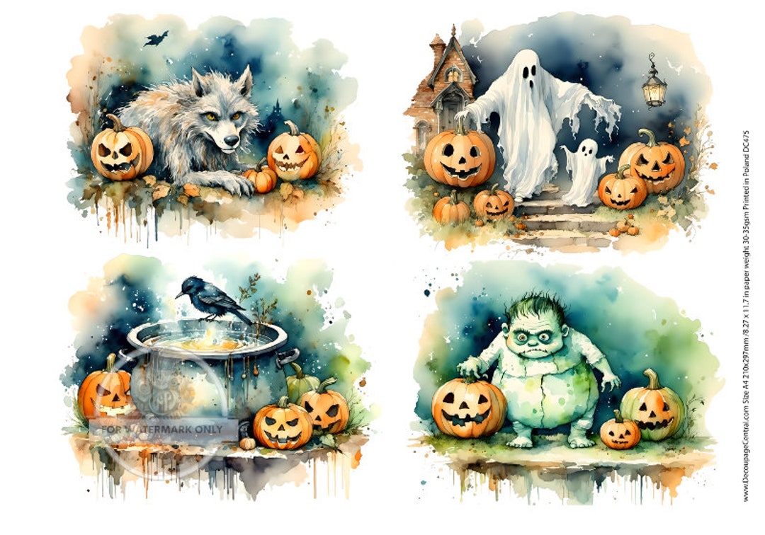 A4 Ghoulish Fun Decoupage Rice Paper, DC475 - Etsy
