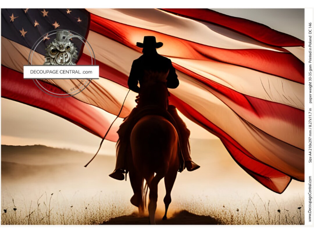 A4 the Ultimate Cowboy Flag Redux Rice Paper , DC146 - Etsy
