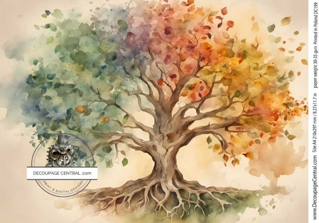 A4 Tree of Seasons, Decoupage Rice Paper, DC199 - Etsy