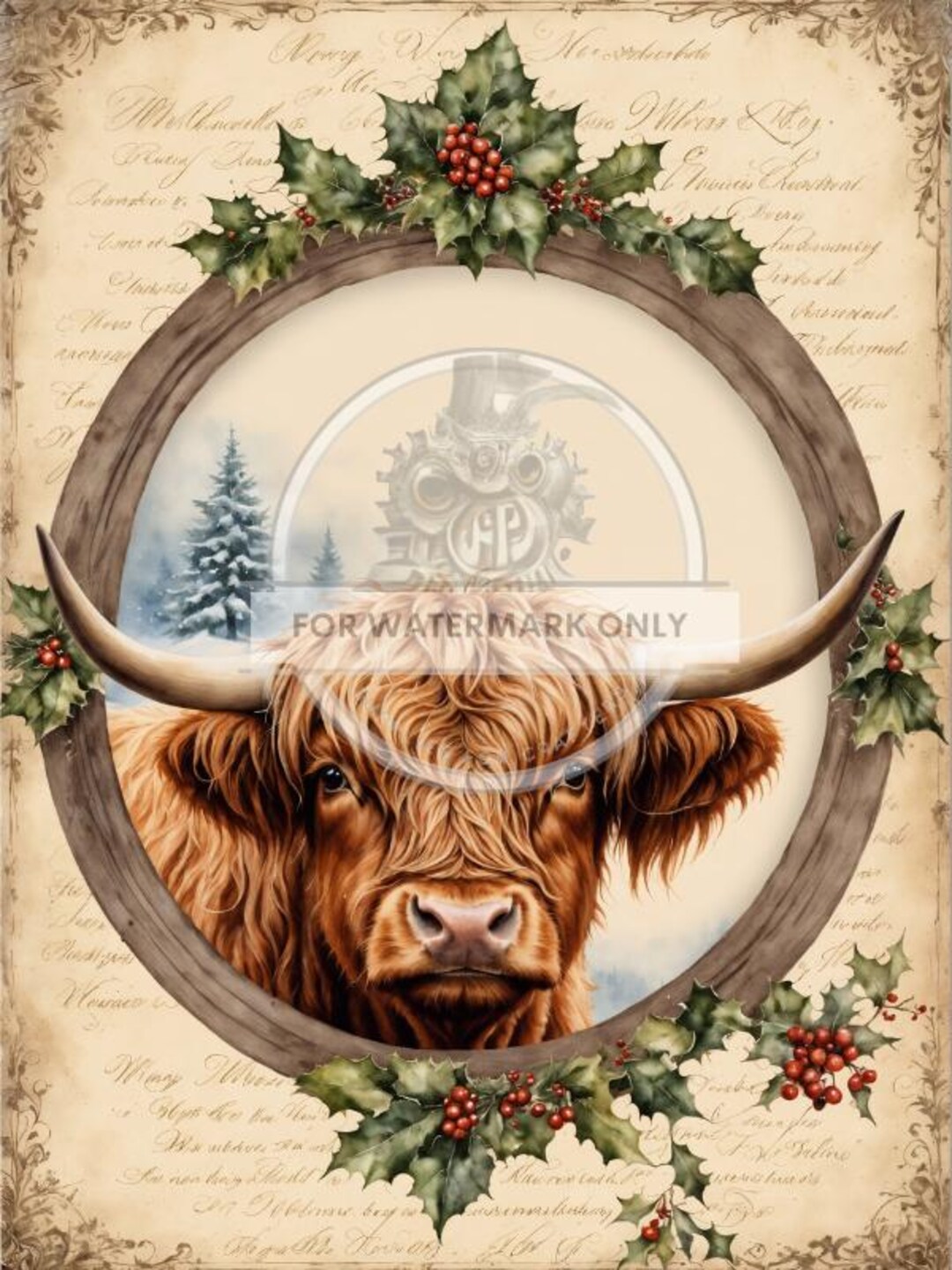 A4 Christmas Highland Cow Decoupage Rice Paper, DC536 - Etsy