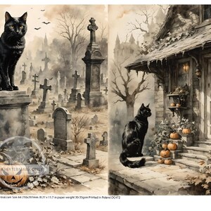 A4 Halloween Black Cat Duo Decoupage Rice Paper, DC472 - Etsy