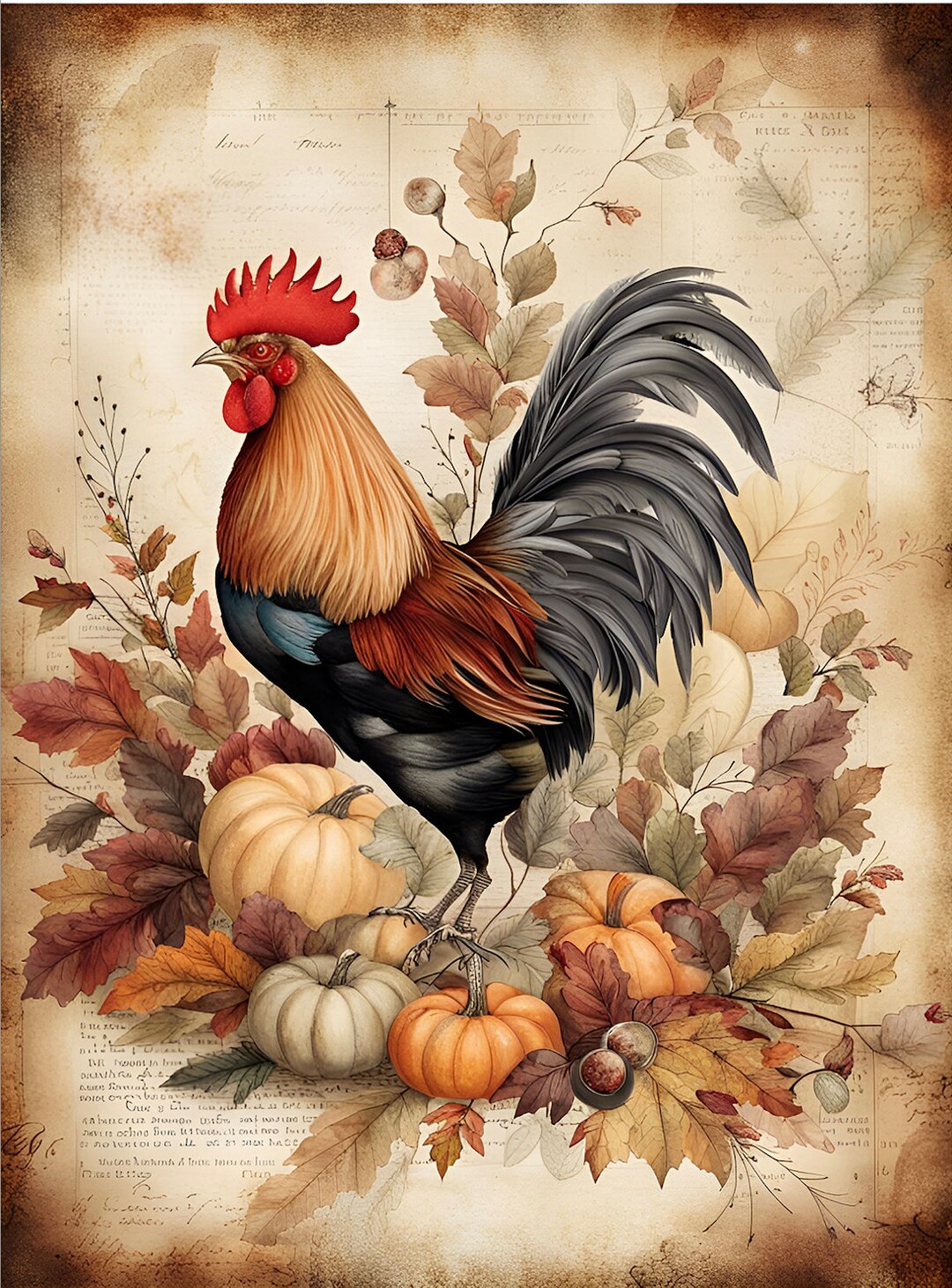 A4 Fall Rooster Decoupage Rice Paper, DC112 - Etsy