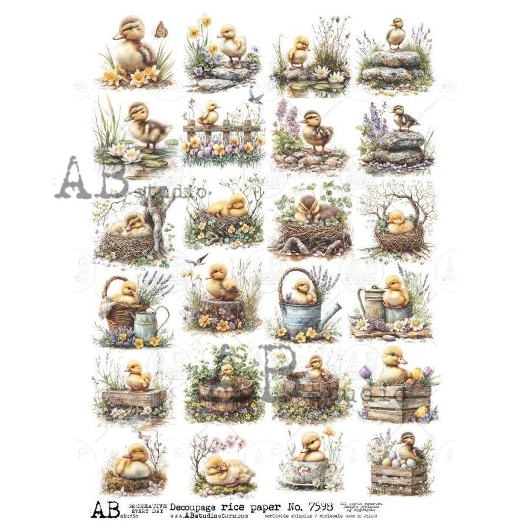 A4 Little Duckling Vignettes Rice Paper AB Studios 7598 - Etsy