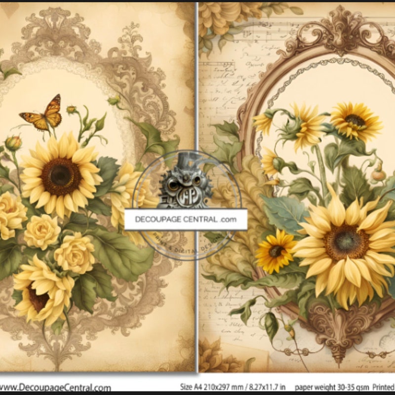Rice Paper Decoupage Sunflowers - Etsy