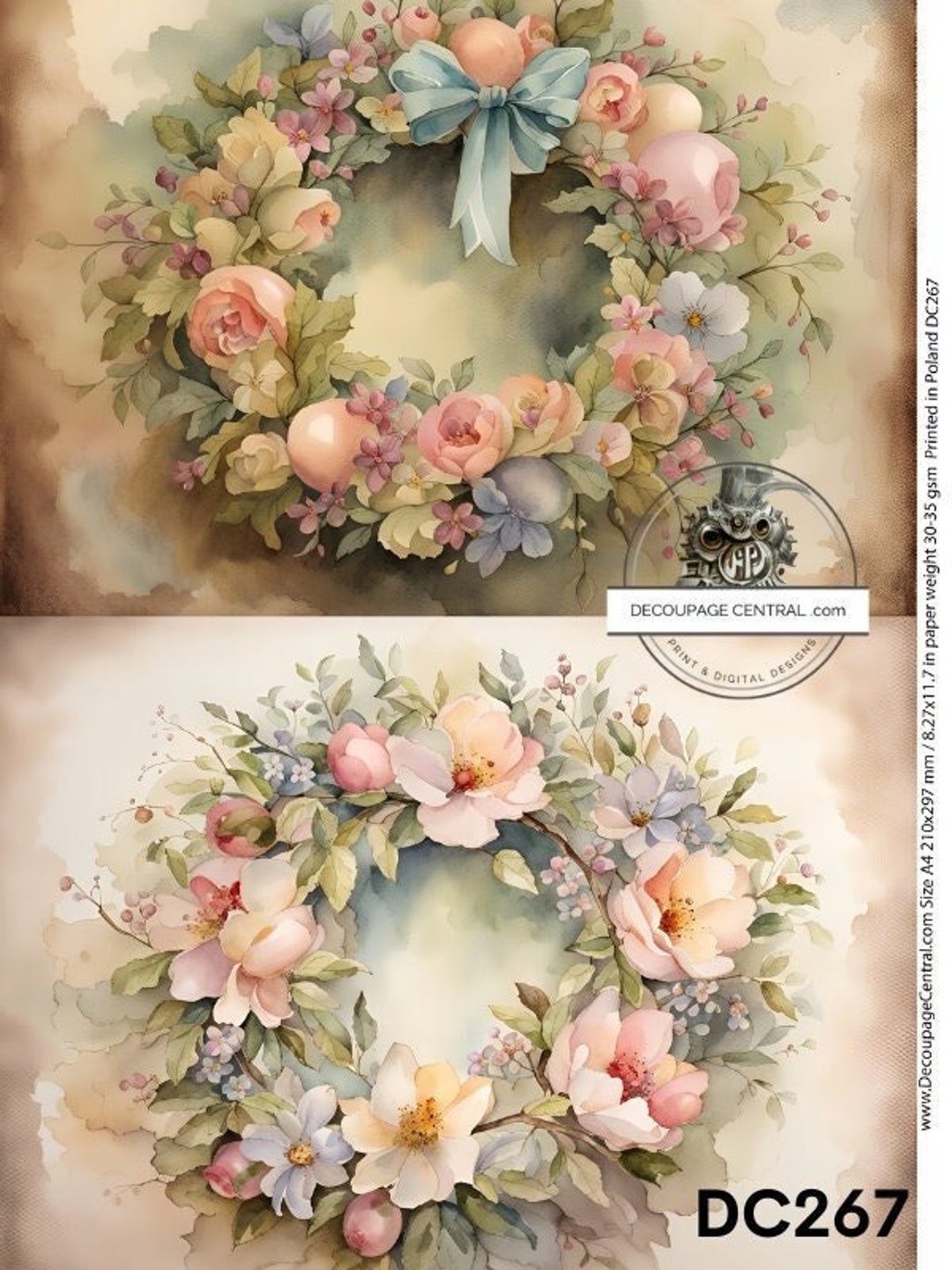 A4 Spring Wreaths Decoupage Rice Paper, DC 267 - Etsy