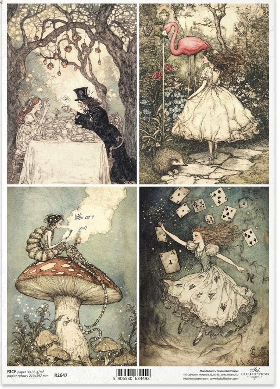 A4 ITD Alice the Cast of Alice Quad Rice Decoupage Paper. R2647 - Etsy