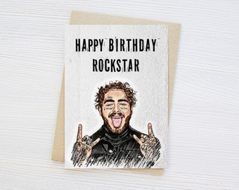 Happy Birthday ROCKSTAR Post Malone Greeting Card, Happy Card ...