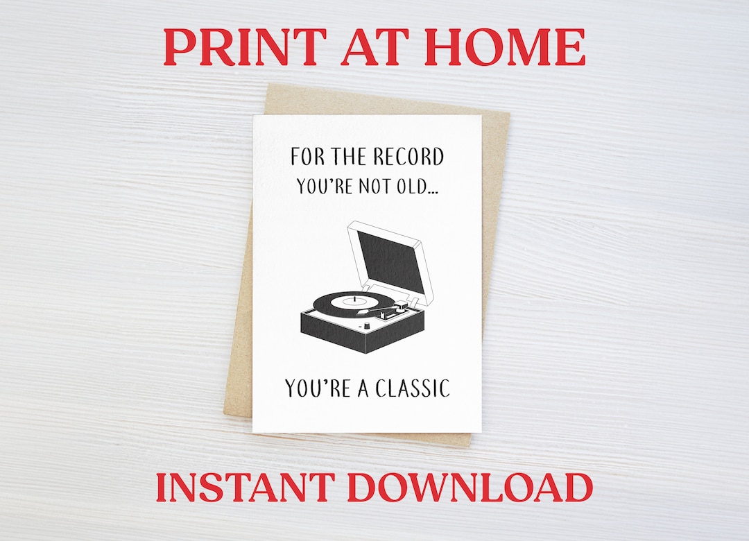 Old Fashioned Birthday Card Instant Download Print at Home Classic ...