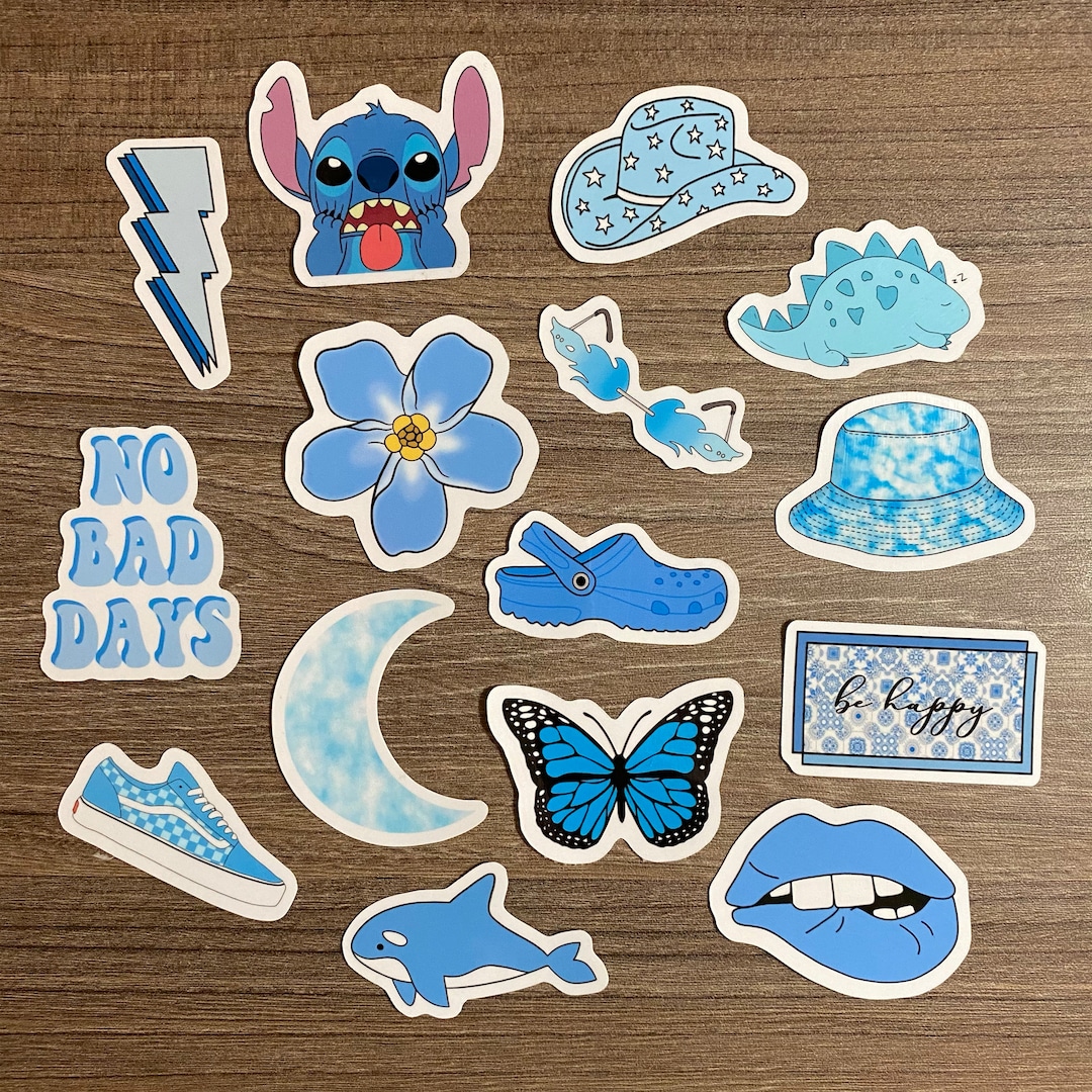 Blue Themed Sticker Set 15 Pieces - Etsy