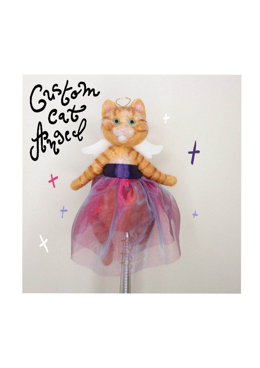 Custom Order Needle Cat Angel Tree Topper, Customizable Cat Angel ...