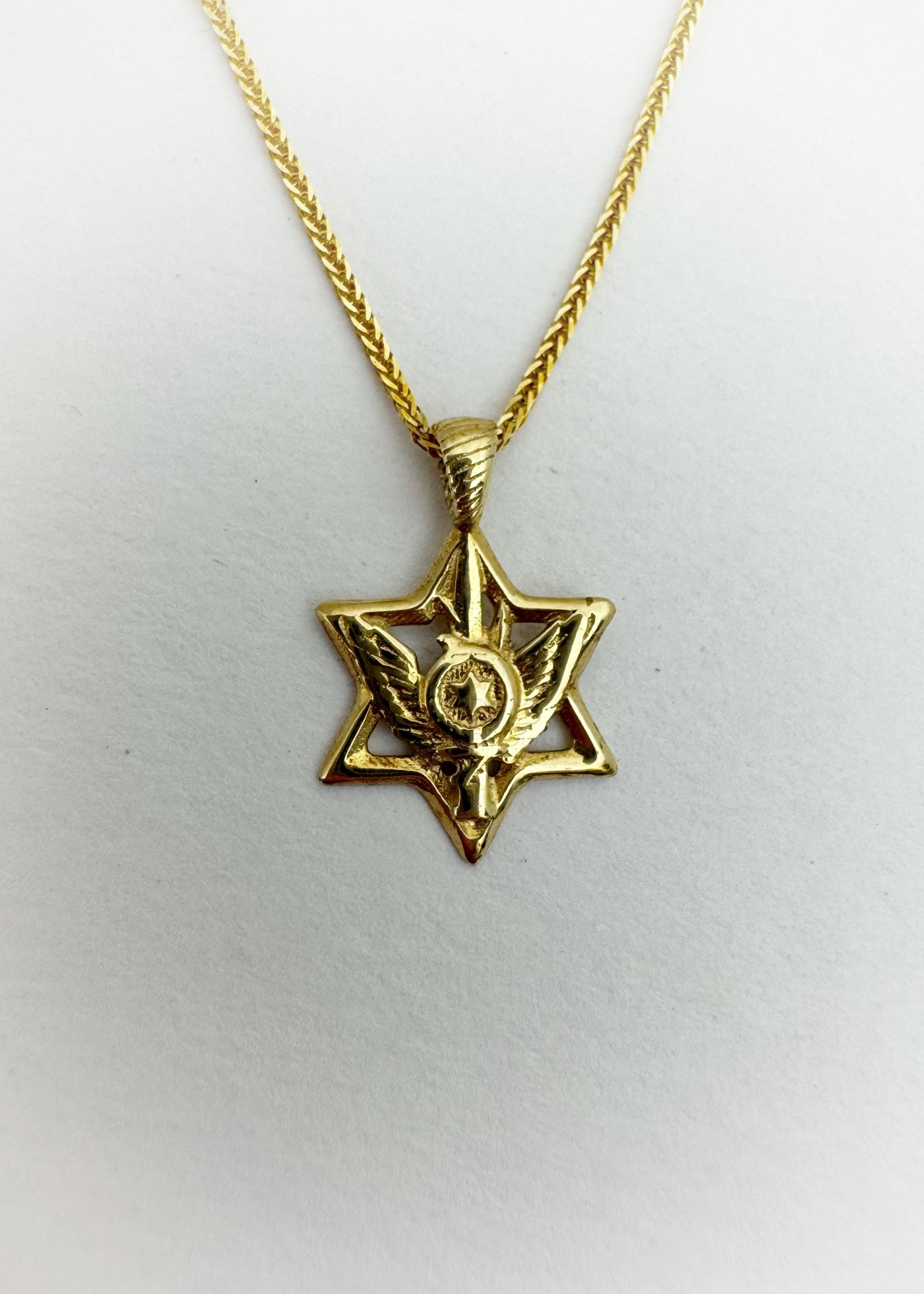 14K Solid Gold Star of David Pendant, IDF Air Force Brigade Necklace ...