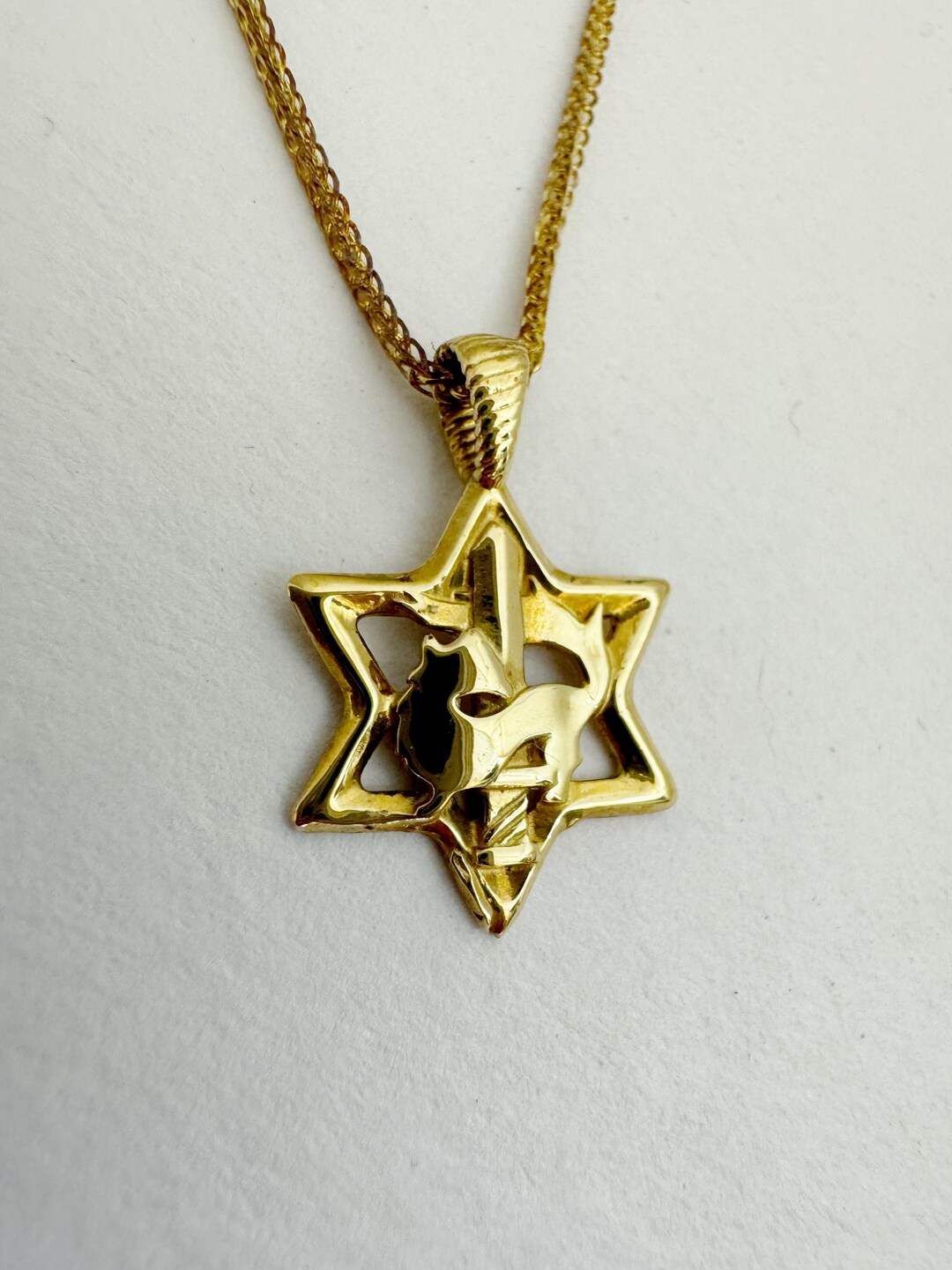 Handmade 14K Gold Star of David Necklace, IDF Givati Pendant - Etsy