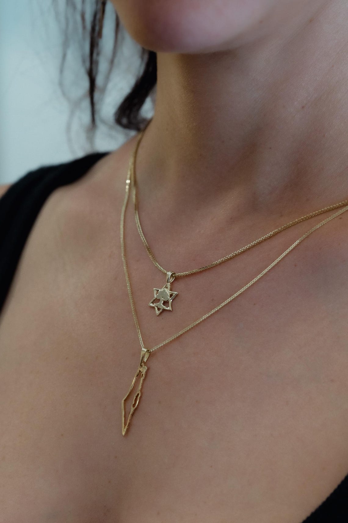 14K Solid Gold Star of David Pendant, IDF Air Force Brigade Necklace ...
