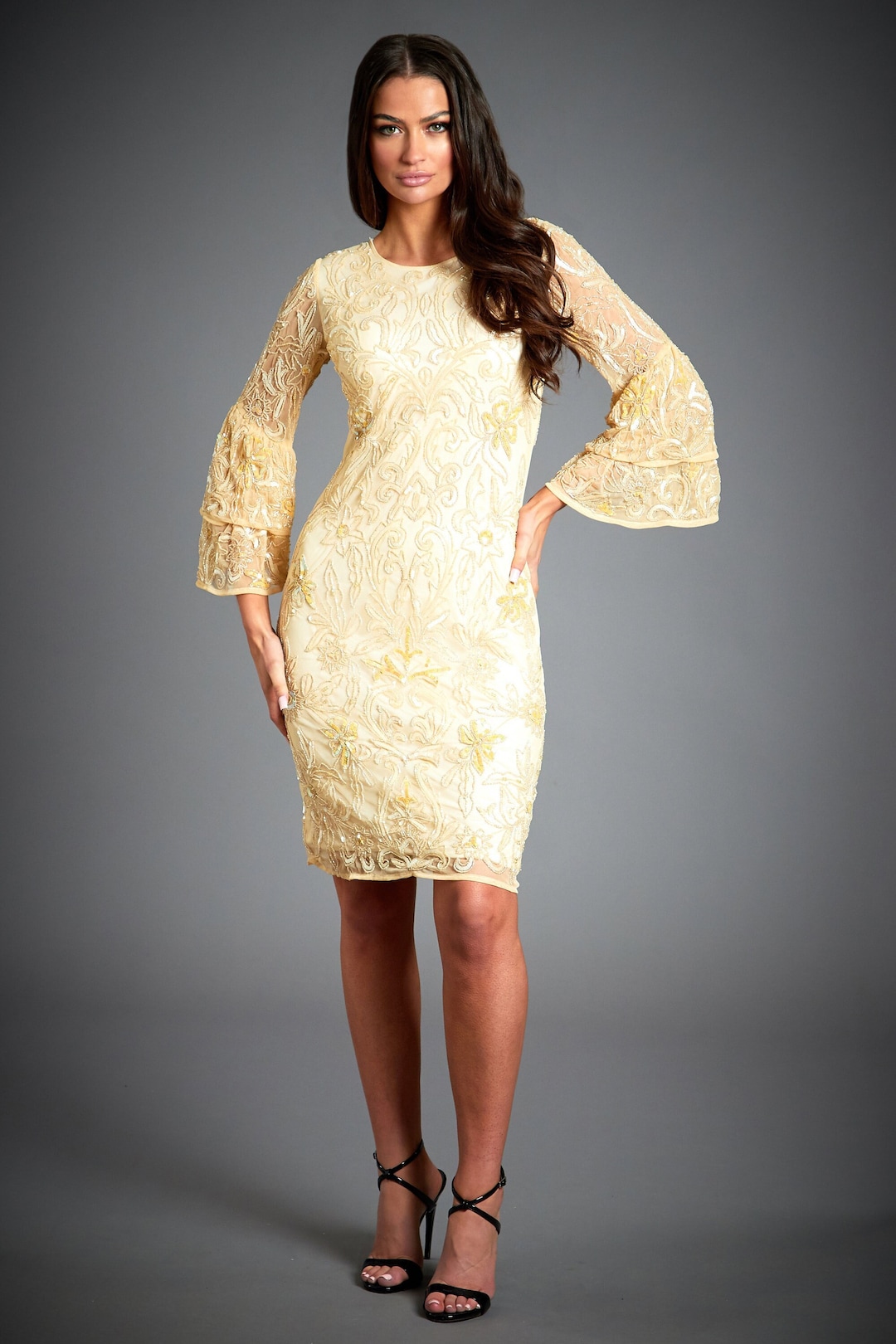 Emma Gold Flapper Dress, 20s Vintage Style Dress, Great Gatsby Dress ...