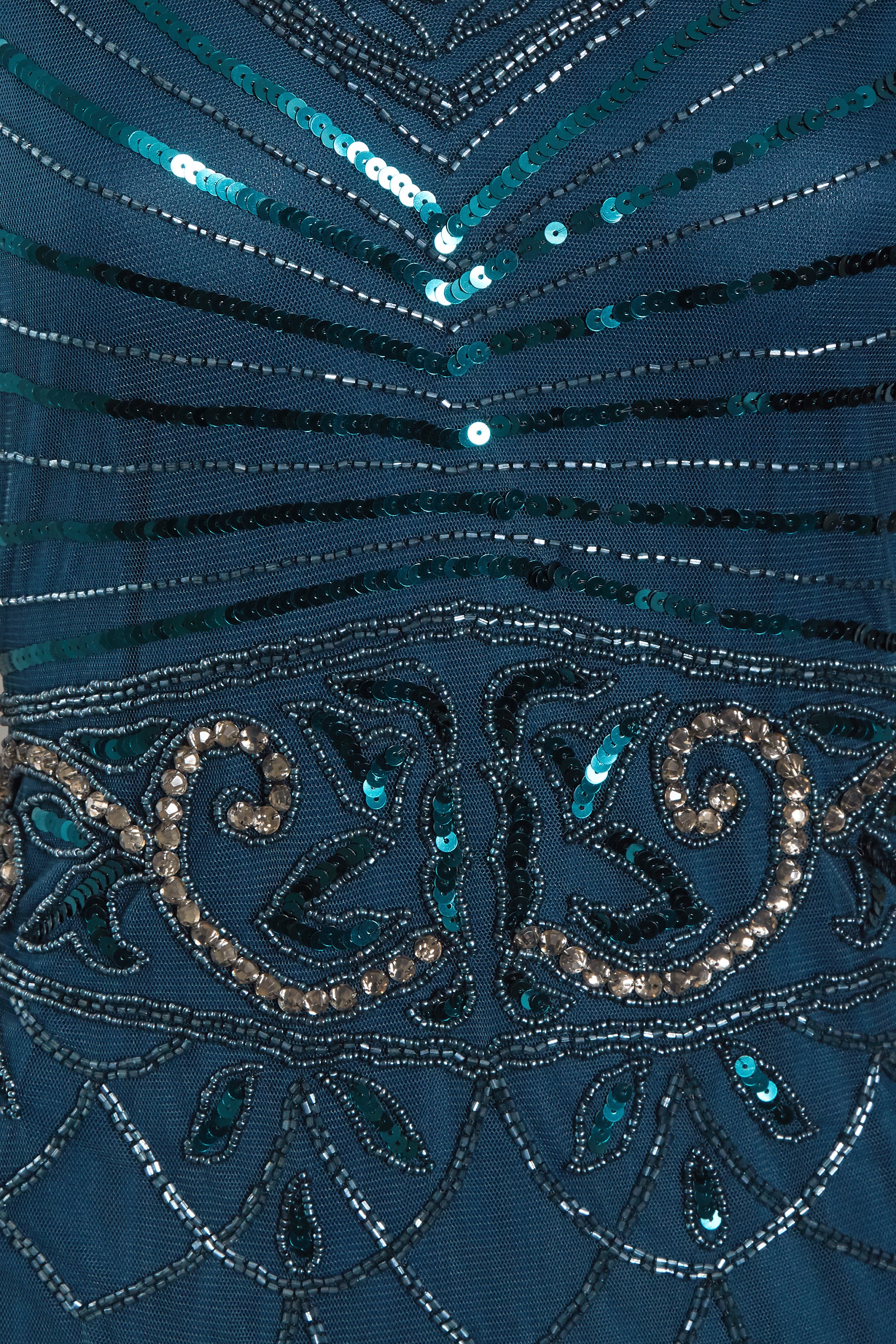 Blue 1920s Flapper Dress With Sleeves – Gatsby Fringe Party Dress ...