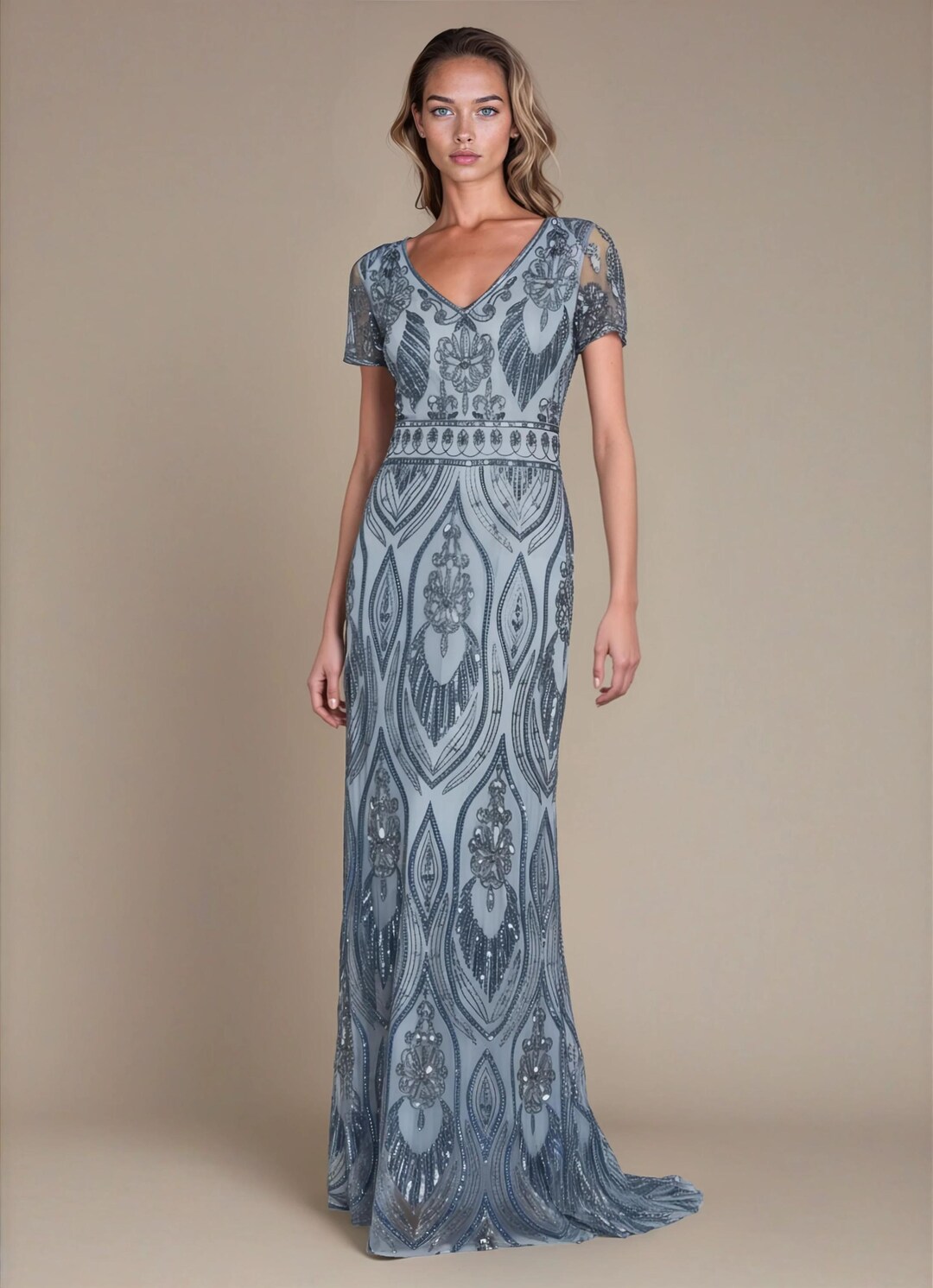 Dazzling Sky Blue 1920s Gatsby Dress | Vintage-inspired Art Deco ...