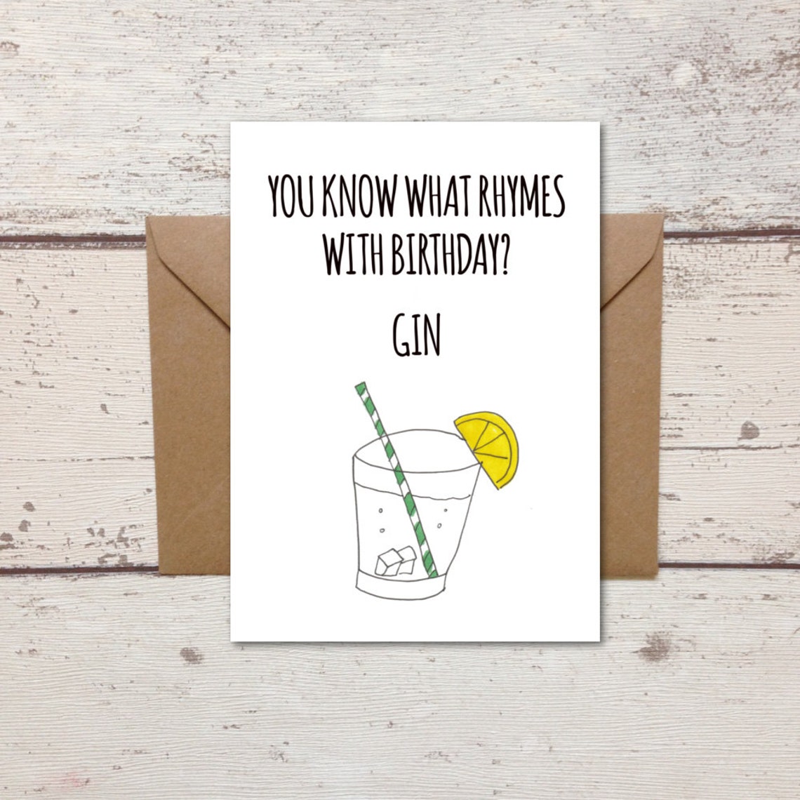 Gin Birthday Card Funny Birthday Card Friend Birthday Card | Etsy