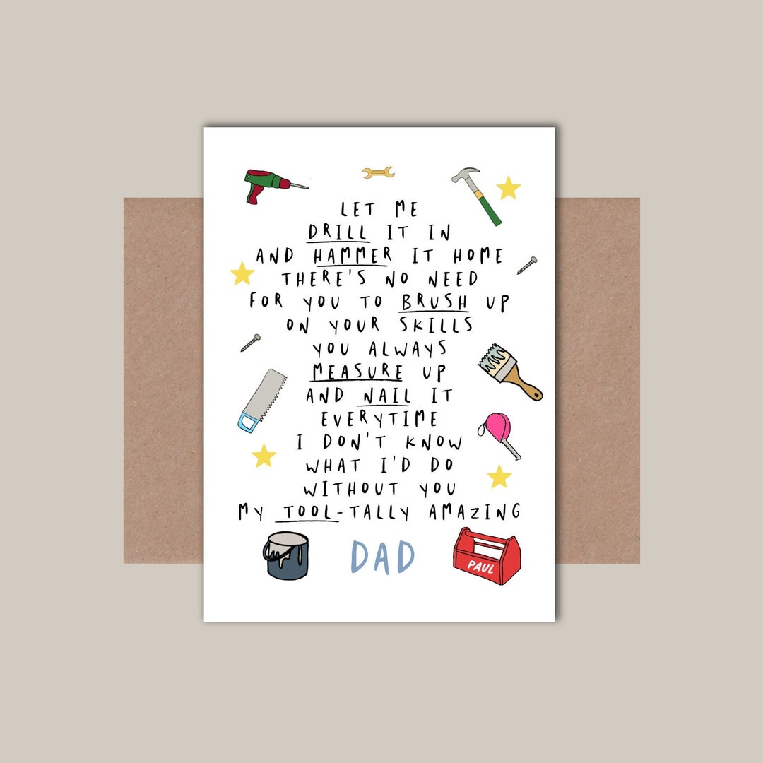 DIY Tools Handyman Dad Birthday Card - Tool-tally Amazing Dad! - Etsy