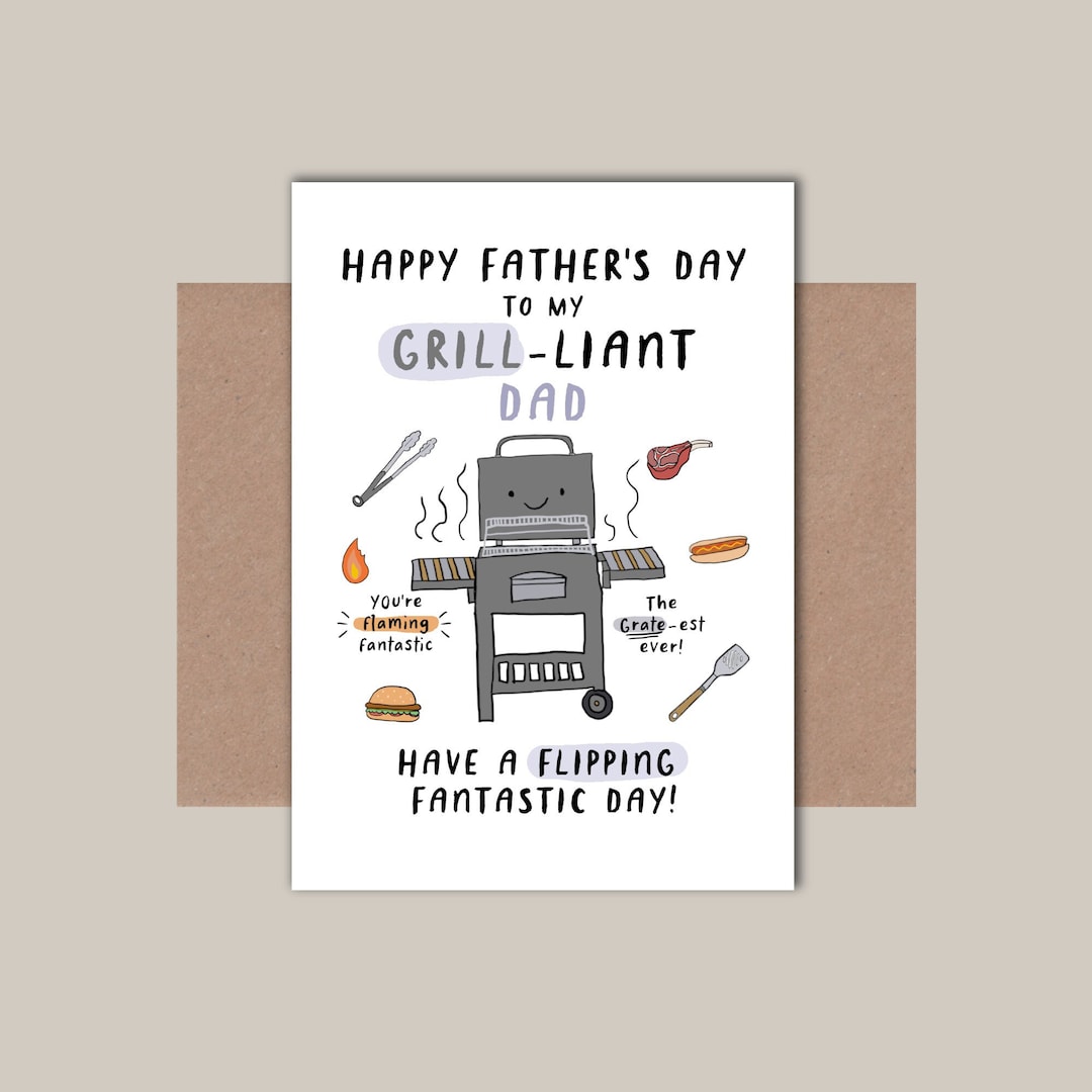 BBQ Father's Day Card Grill-liant Dad Funny Father's Day Card BBQ ...