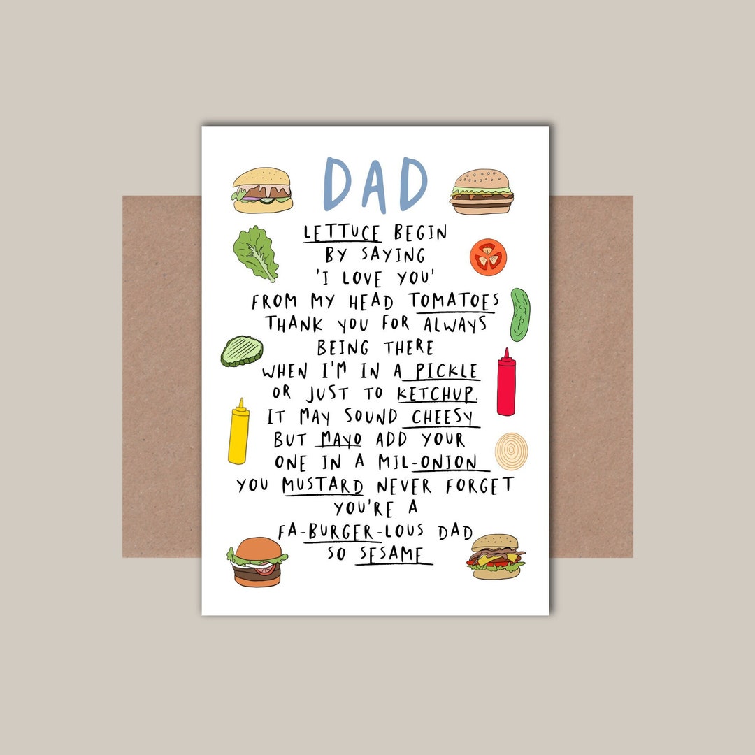 Dad Burger Card Dad Burger Birthday Card - Etsy