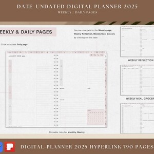 Pink Undated Digital Planner 2025 - Etsy