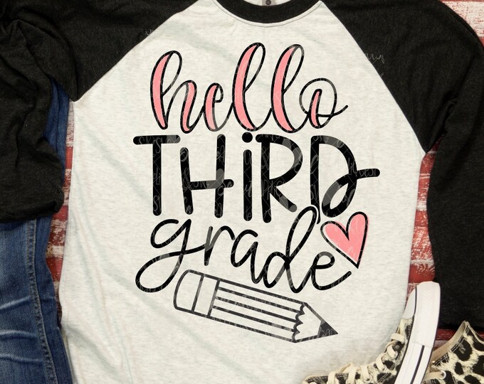 Back to School, Hello 3rd Grade SVG, School Cut File, School Shirt, Svg ...
