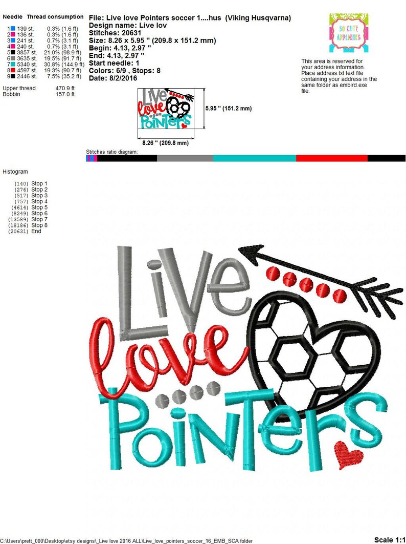 Live Love Pointers Soccer Embroidery Design 5x7 6x10 | Etsy