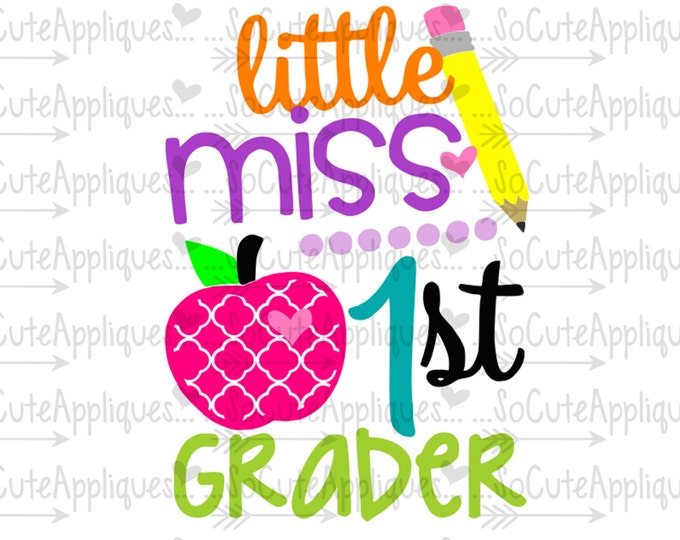Back to School, Little Miss 1st Grader, School SVG, 1st Grade Svg, 1st ...