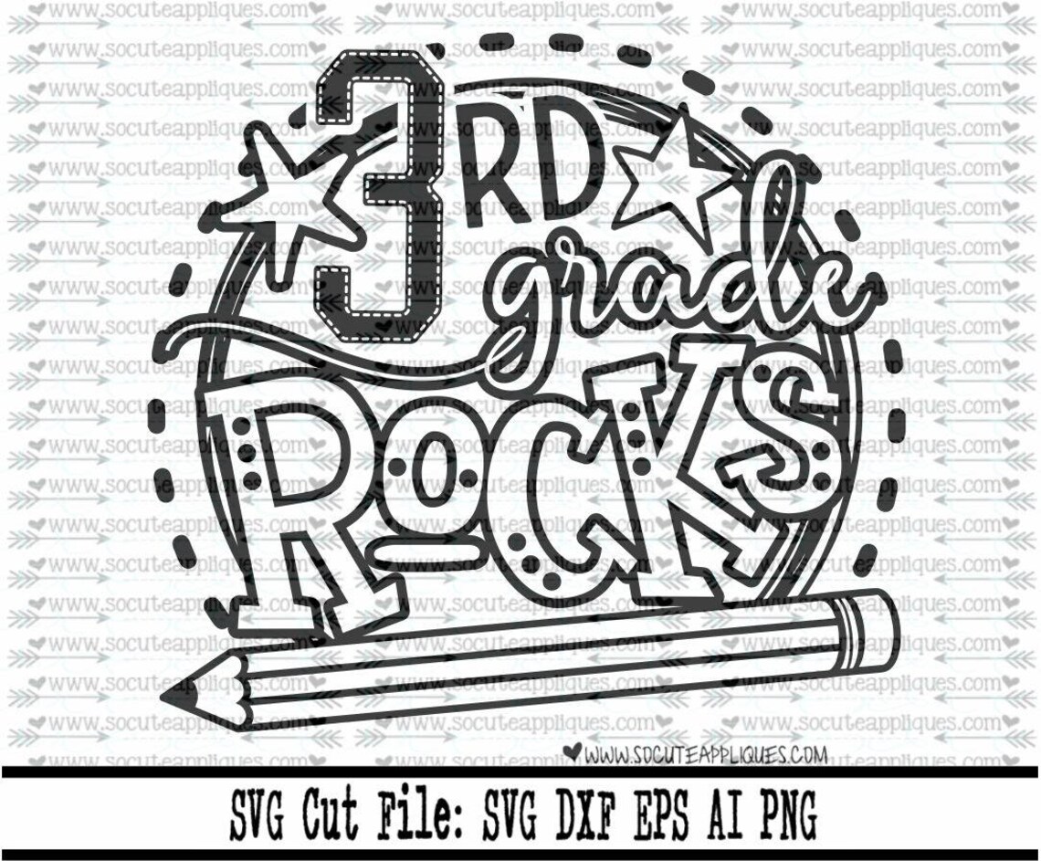Back to School SVG 3rd Grade Rocks SVG Teacher Svg Pencil | Etsy