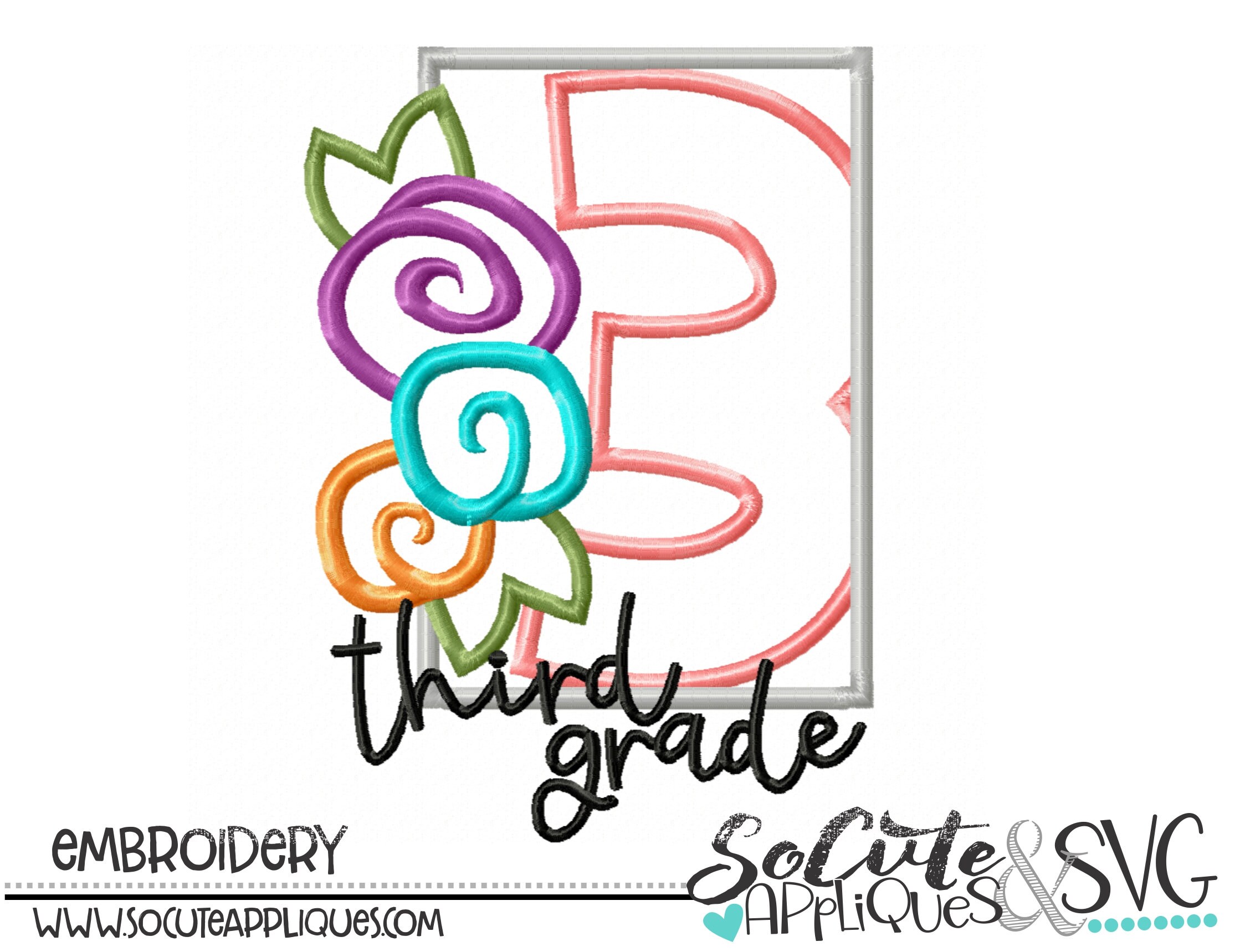 Back to school Third grade Embroidery design 3rd grade 1st | Etsy