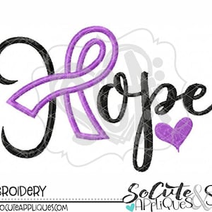 Hope Embroidery Design, Hope Applique, Pink Ribbon Applique, Cancer ...