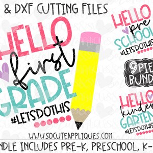 Back to School, SVG Bundle, Preschool, Pre K-6th Grade, Squad, Hello ...