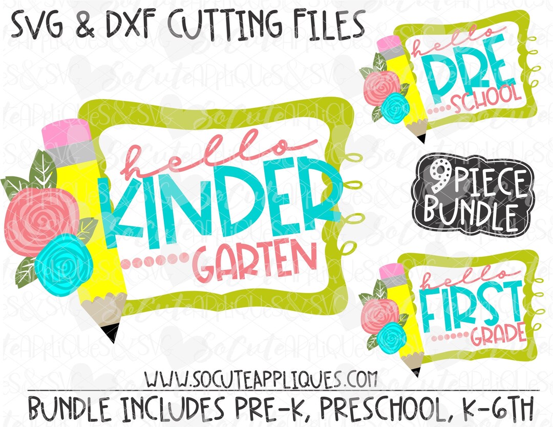 Back to School, SVG Bundle, Preschool, Pre K-6th Grade, Squad, Hello ...