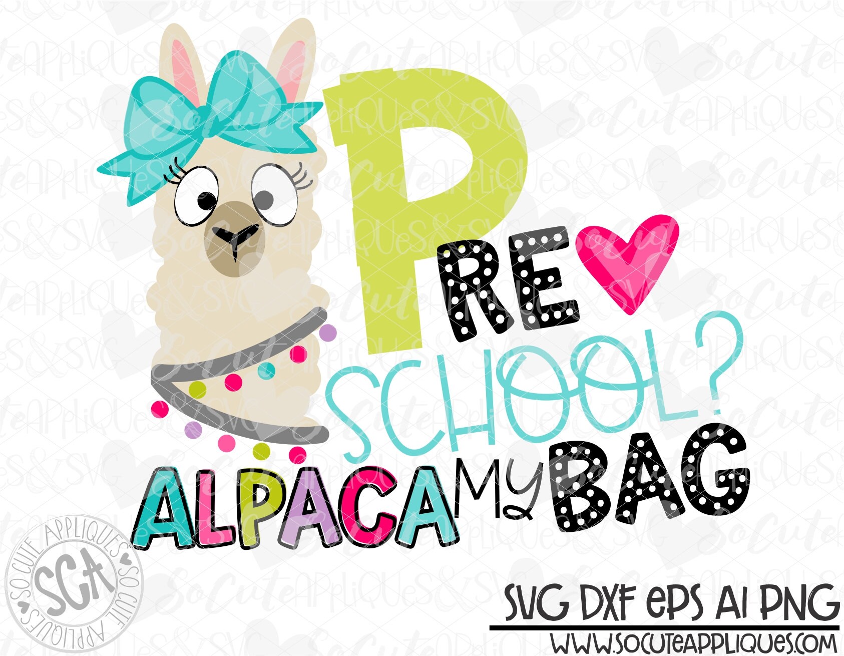 Back to School Preschool Alpaca My Bags SVG School Cut File | Etsy