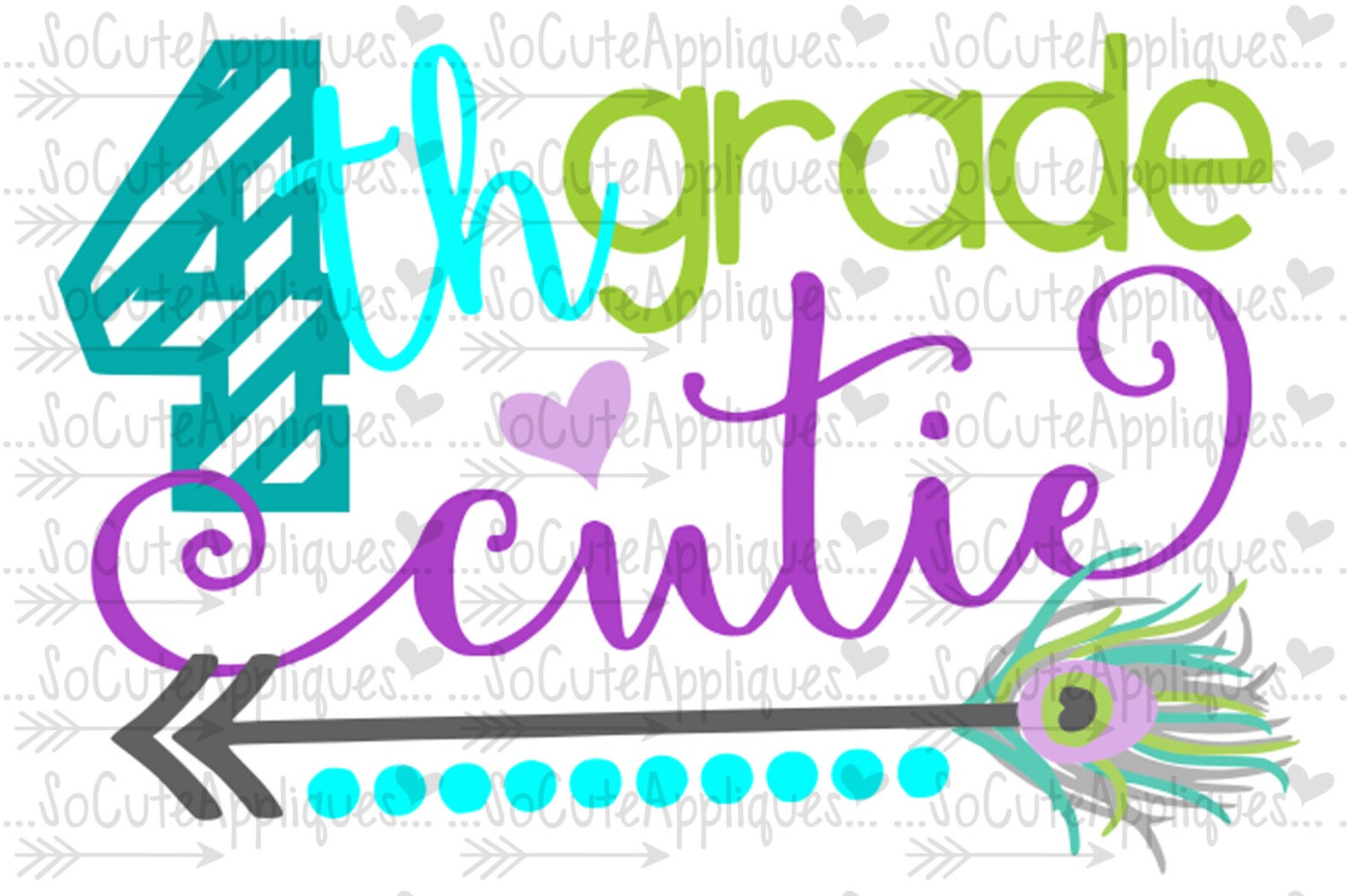 SVG DXF EPS Cut File 4th Grade Cutie Peacock Feather School | Etsy