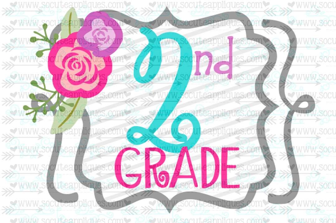 2nd Grade Floral Frame Svg Teacher Svg Back to School Cut - Etsy