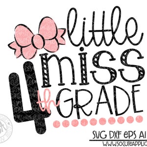 Back to School Little Miss 4th Grade SVG School Cut File - Etsy
