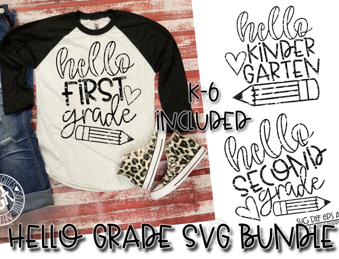 Back to School, SVG Bundle K-6th Grade, Hello Kindergarten SVG, School ...