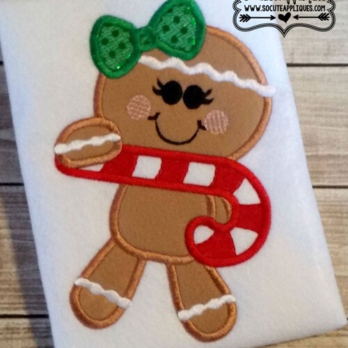 Gingerbread Girl Machine Embroidery Applique Design Christmas - Etsy