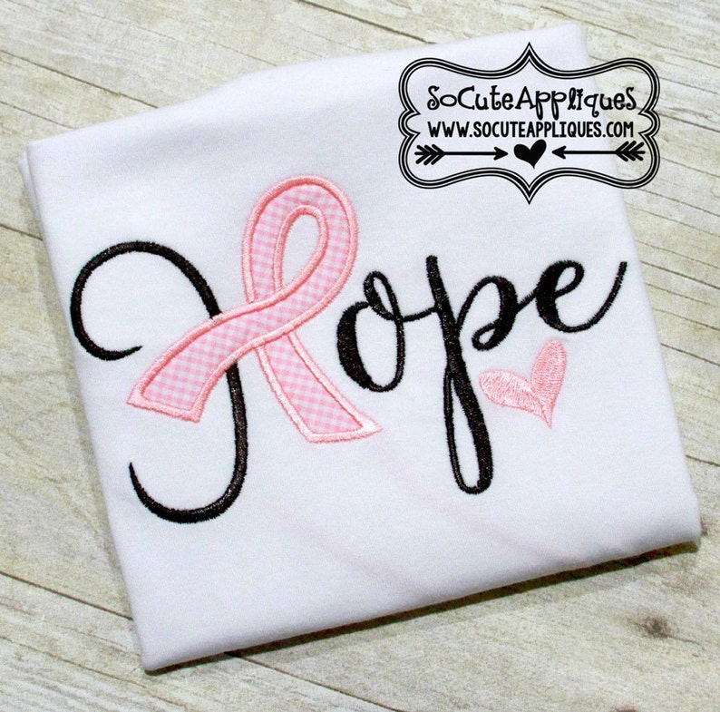 Hope Embroidery Design Hope Applique Pink Ribbon Applique | Etsy