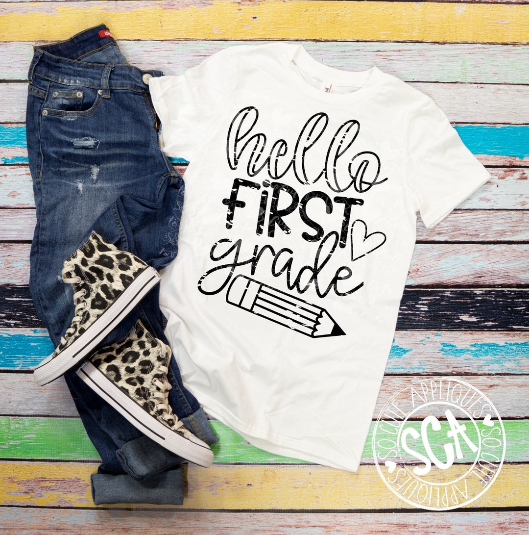 Back to School, Hello 1st Grade SVG, School Cut File, School Shirt, Svg ...
