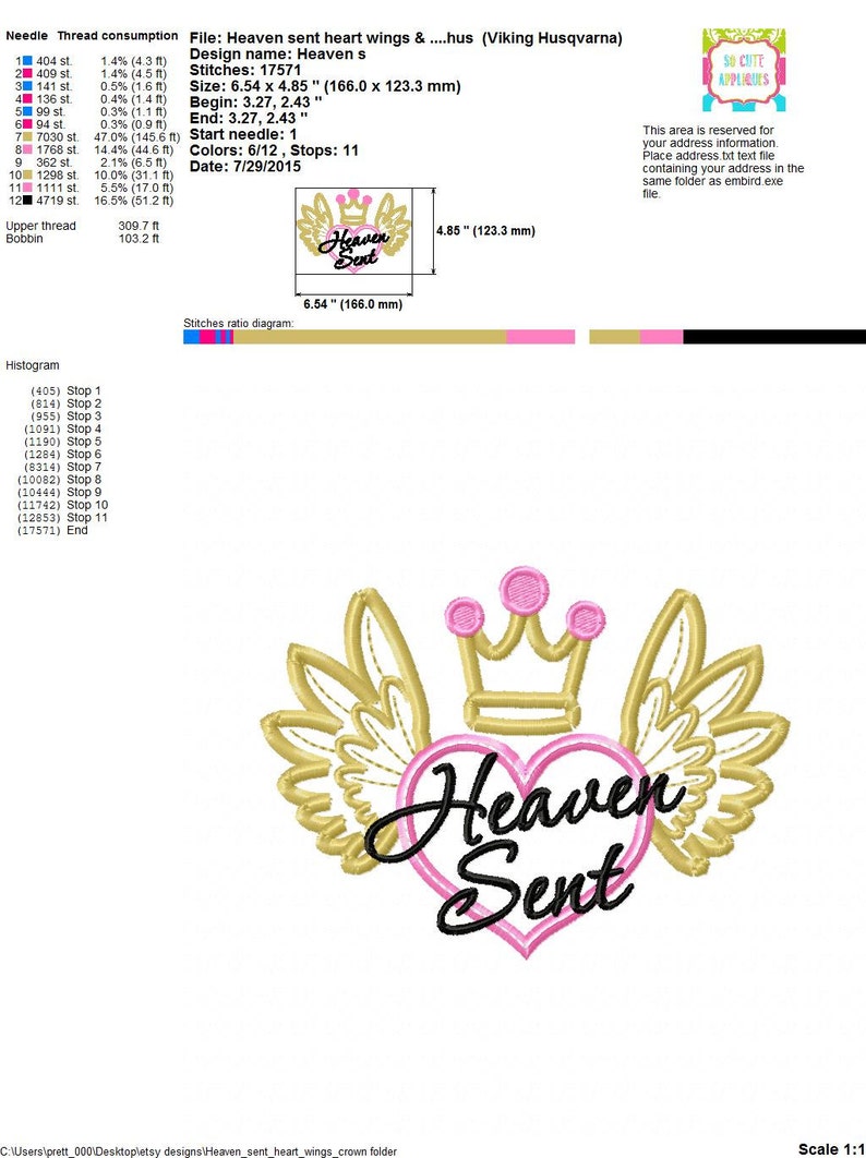 Heaven Sent Embroidery Design 5x7 Embroidery Sayings New - Etsy