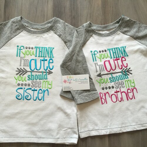 4 SIZES Sister Sibling Set Digital Machine Embroidery Design | Etsy