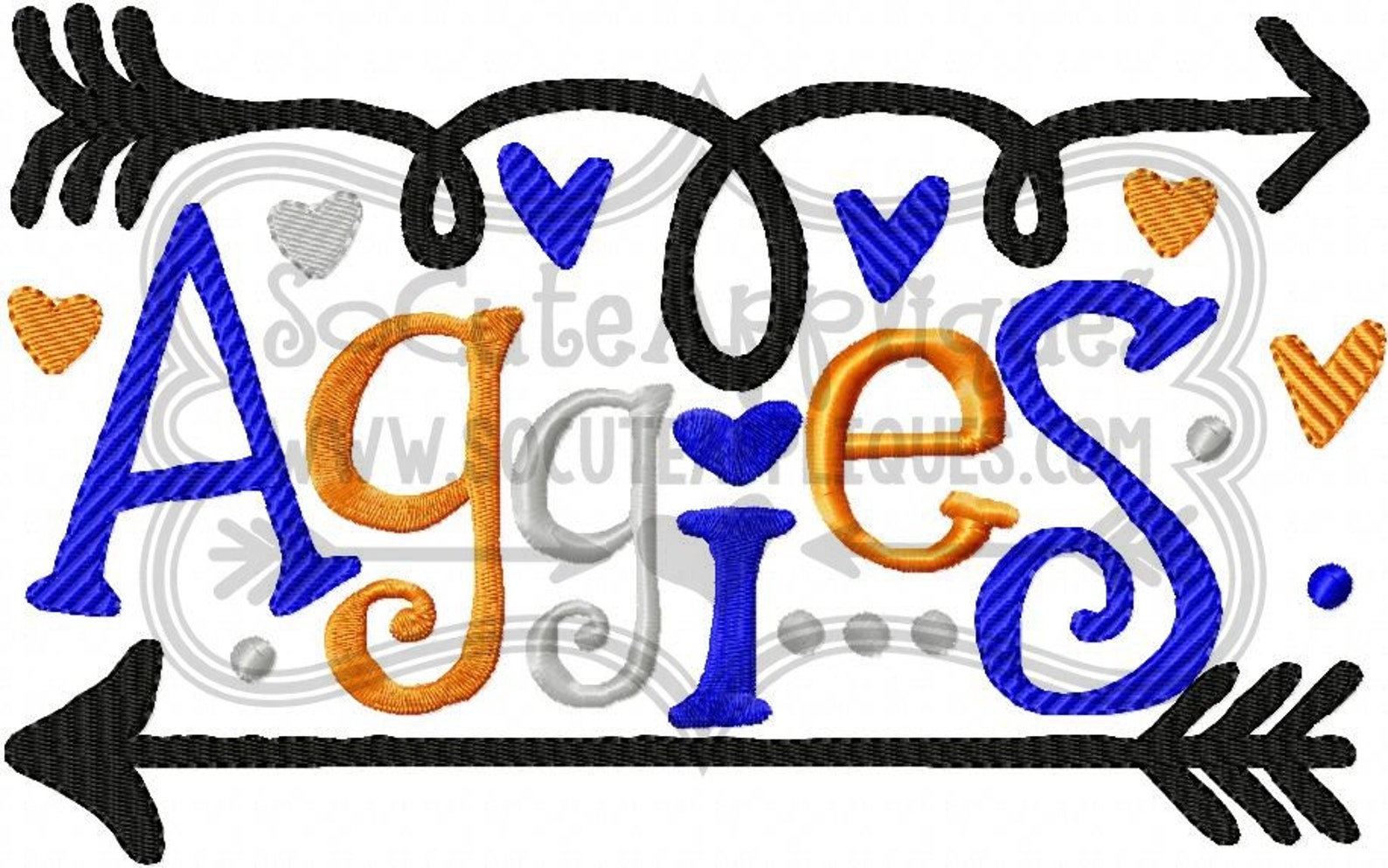 Embroidery Design 6x10 Aggies Fun Arrows Football Football - Etsy