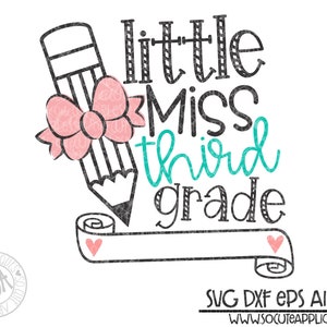 Back to School, Little Miss 3rd Grade SVG, School Cut File, School ...