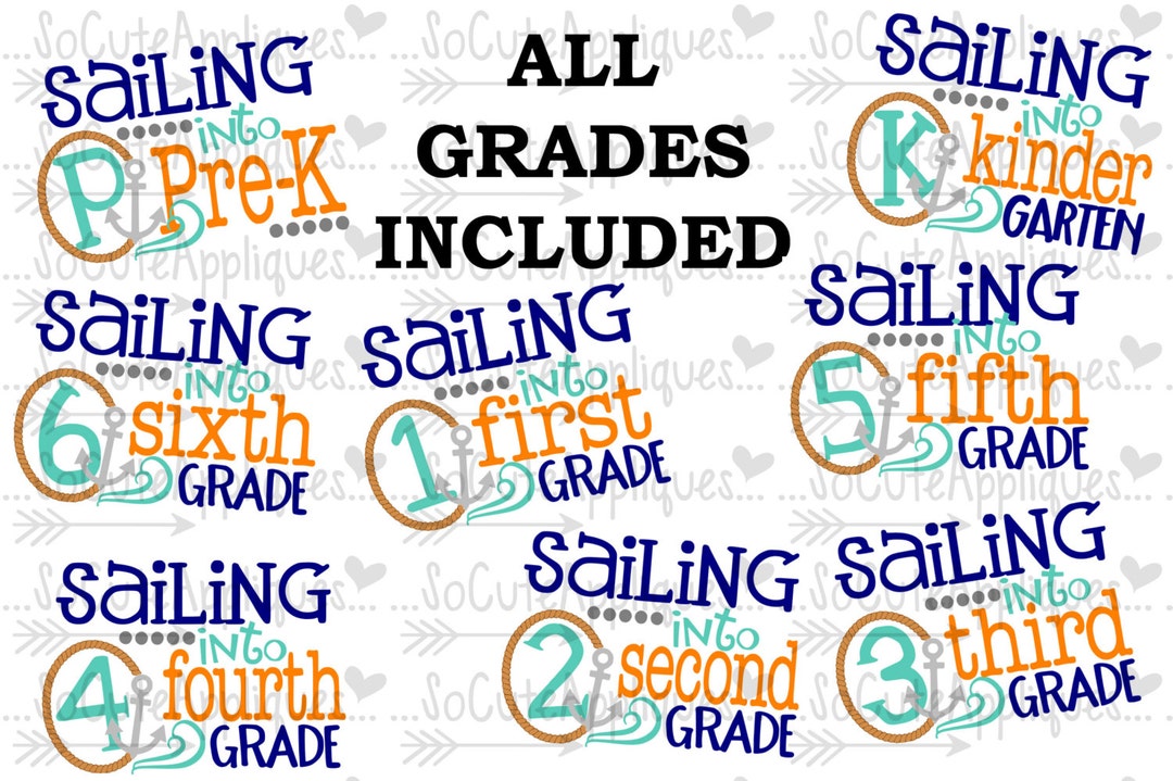 Back to School, School SVG Bundle, Pre-k-6th Grade, Sailing Into 1st ...