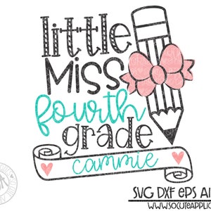 Back to School, Little Miss 4th Grade SVG, School Cut File, School ...