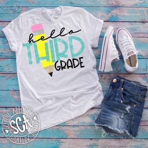 Back to School, Hello 3rd Grade SVG, Pencil, School Cut File, Third ...