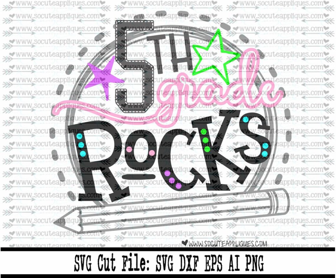 Back to School SVG 5th Grade Rocks Teacher Svg Pencil Svg | Etsy