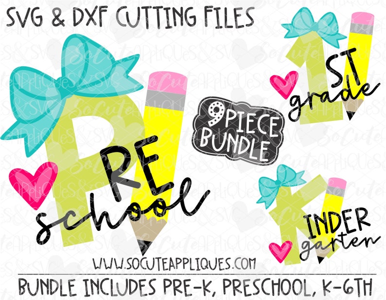 Back to School SVG Bundle Preschool Pre K-6th Grade Grades - Etsy